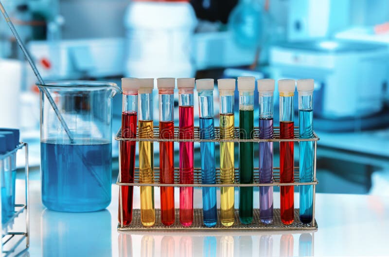 Rack with Test Tubes in the Research Laboratory Stock Image - Image of ...