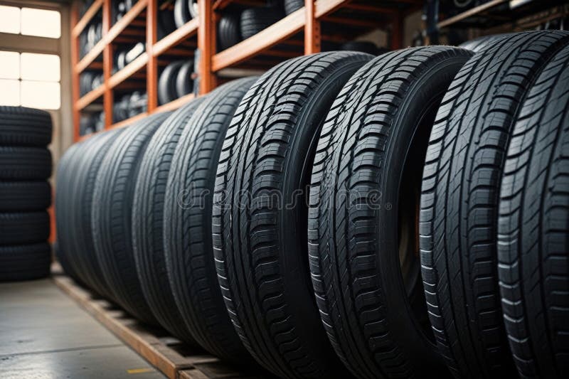Rack of Tires in Mechanic Workshop Stock Illustration - Illustration of ...