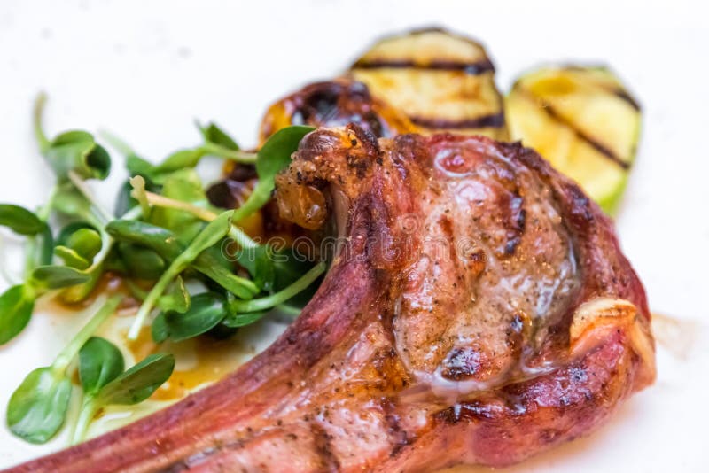 Rack of Veal with Vegetables. a Meal in a Restaurant Stock Image ...