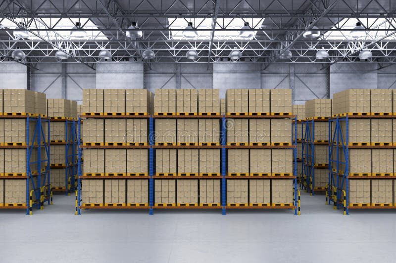 Warehouse Rack Full Cardboard Boxes 3d Rendering Stock Photos - Free ...