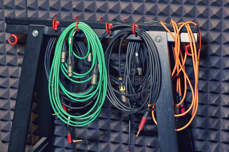 Rack Wires for Equipment and Microphones in a Recording Studio Stock ...