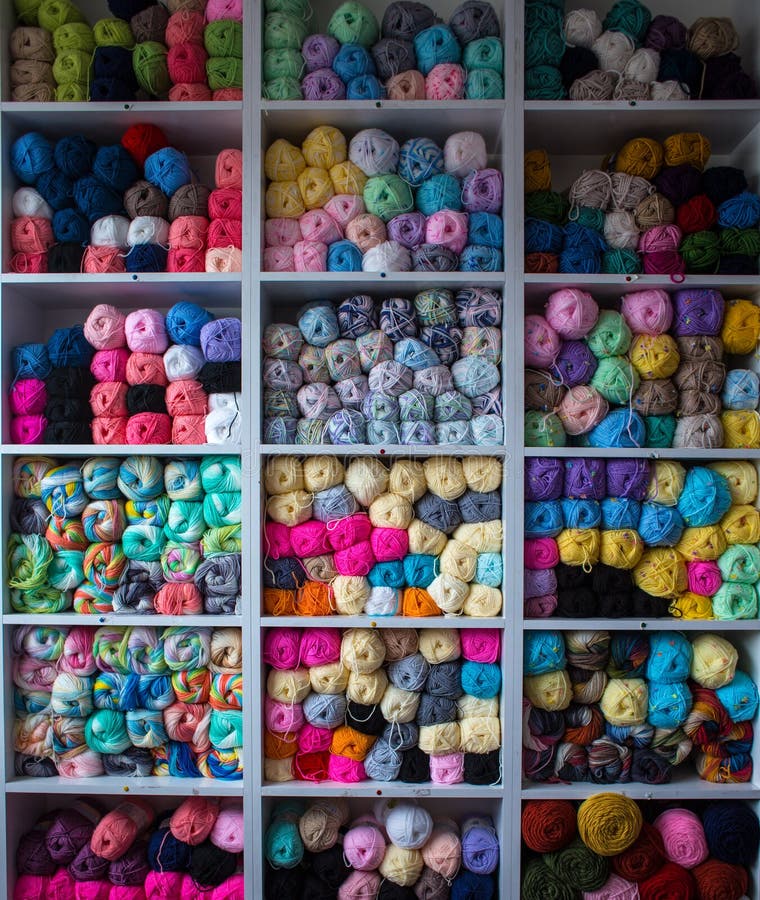 Rack with Yarn for Knitting in the Store Stock Image - Image of group ...
