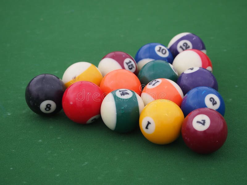 Racked Pool Balls in a Triangle Stock Photo - Image of angle ...