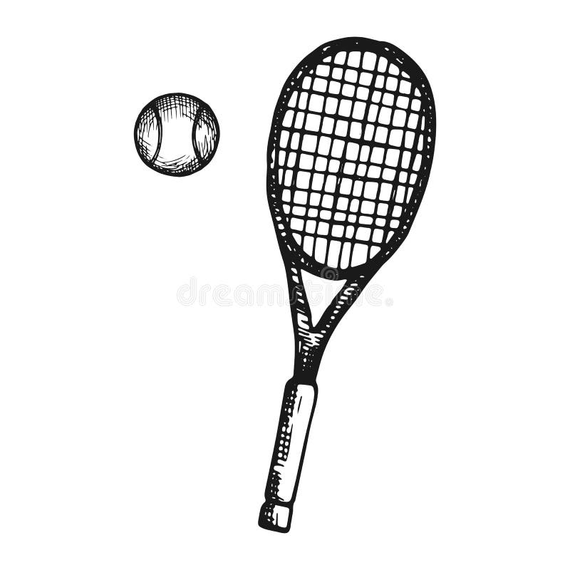 Racket and Ball for Tennis Vector Sketch Isolated Stock Vector ...