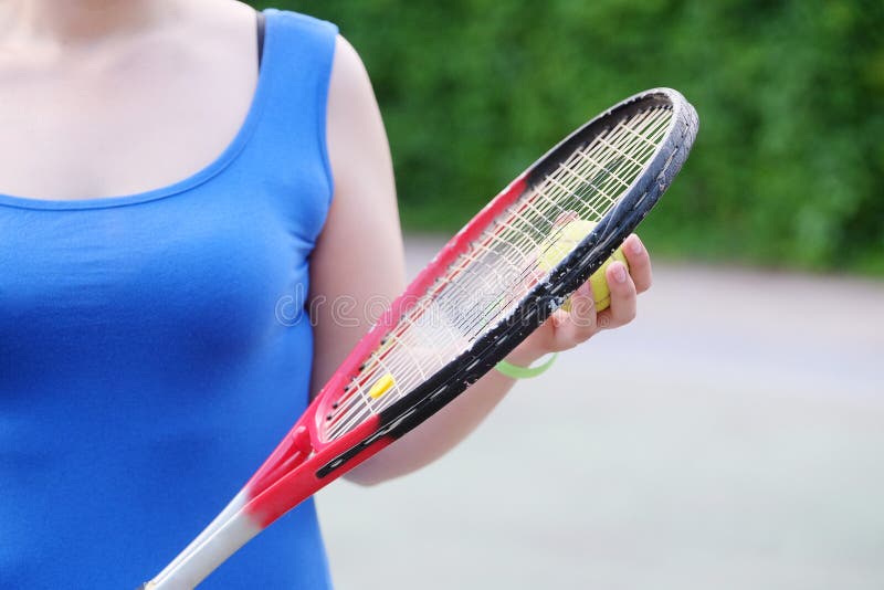 Racket in girl s hand stock photo. Image of action, hobby - 56162498