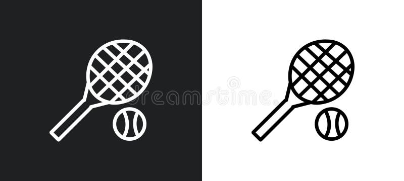 Racket Outline Icon in White and Black Colors. Racket Flat Vector Icon ...