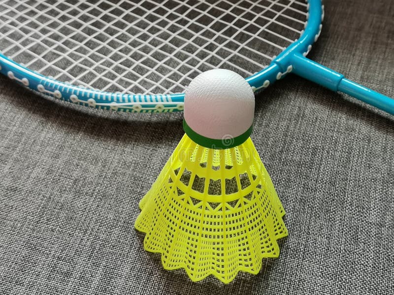Racket and Shuttlecock with Grey Colour Background Stock Photo - Image ...