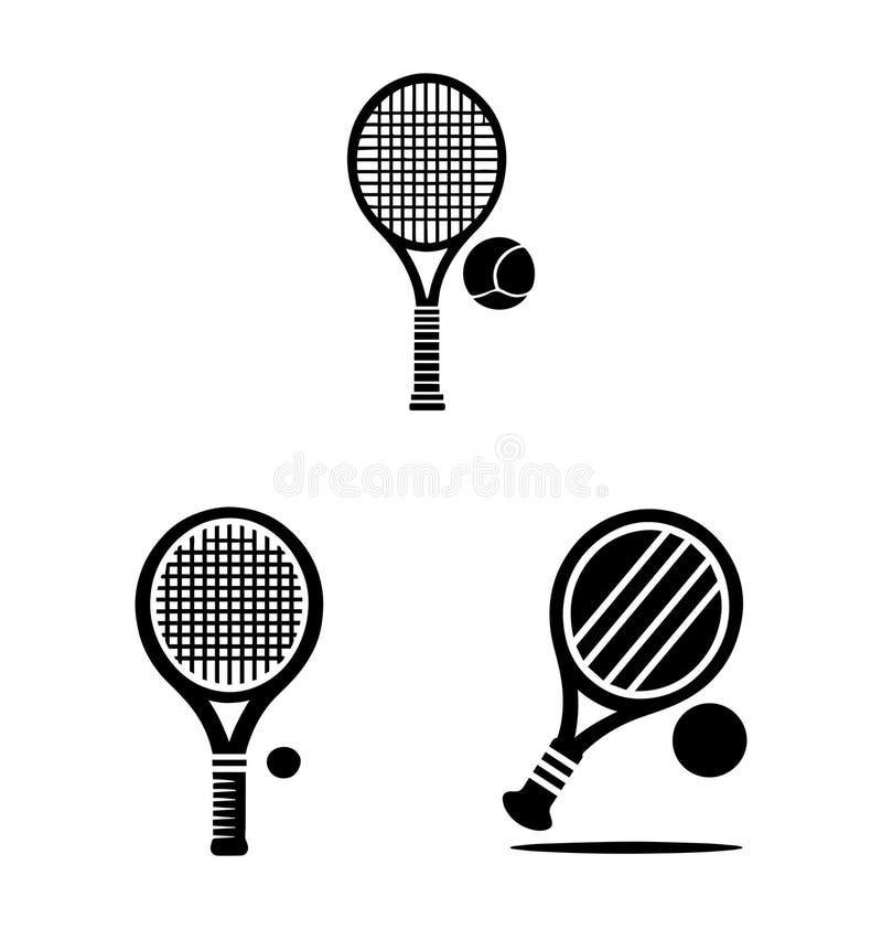 Racket Silhouettes Black Color Simple Clean Vector Illustrations Stock ...