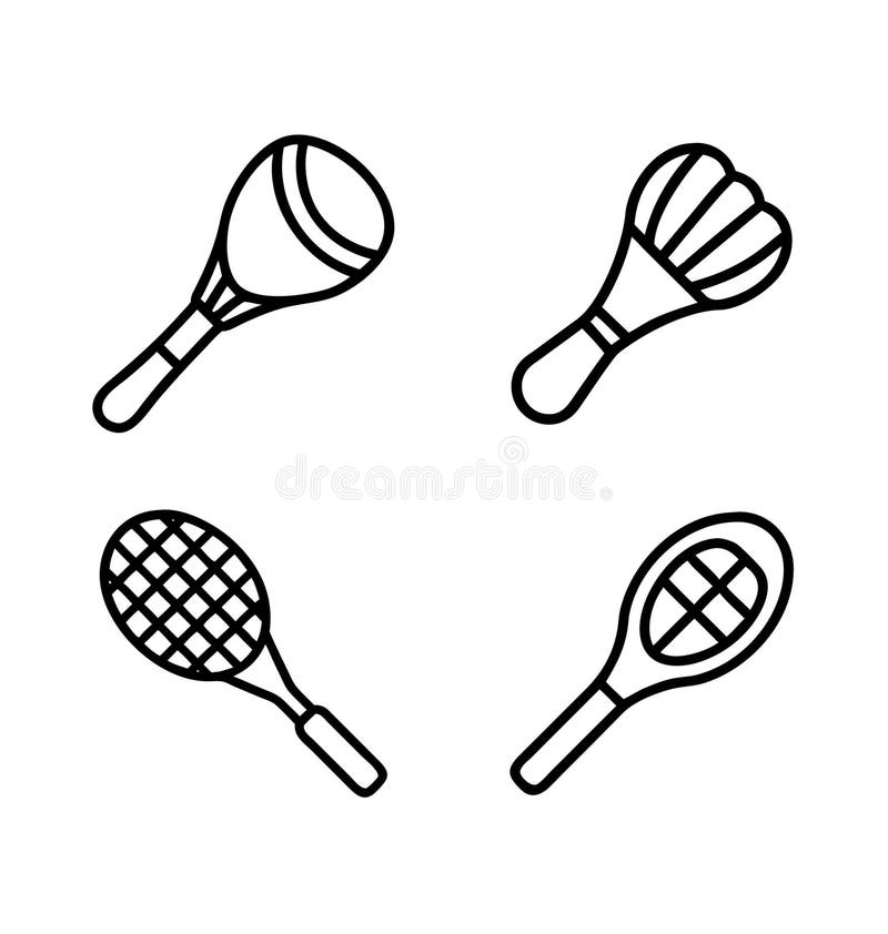 Racket Silhouettes Black Color Simple Clean Vector Illustrations Stock ...