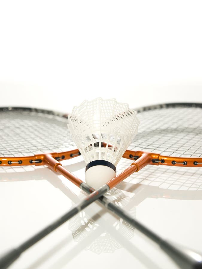 Crossed Badminton Rackets with White Shuttlecock Stock Photo - Image of ...