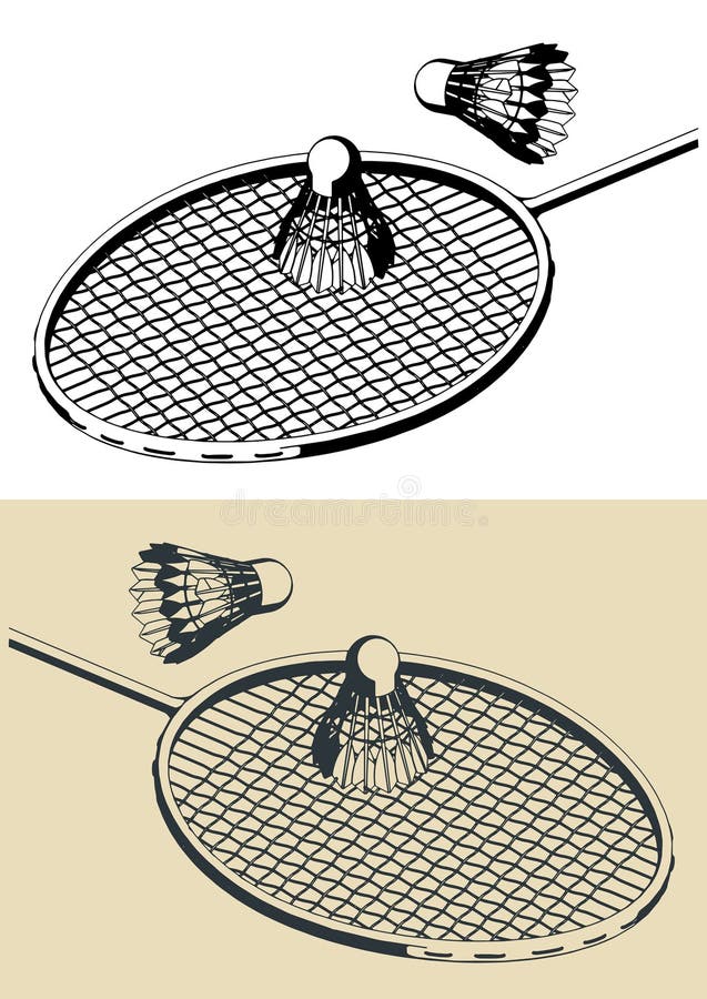 Rackets Shuttlecocks Stock Illustrations – 211 Rackets Shuttlecocks ...