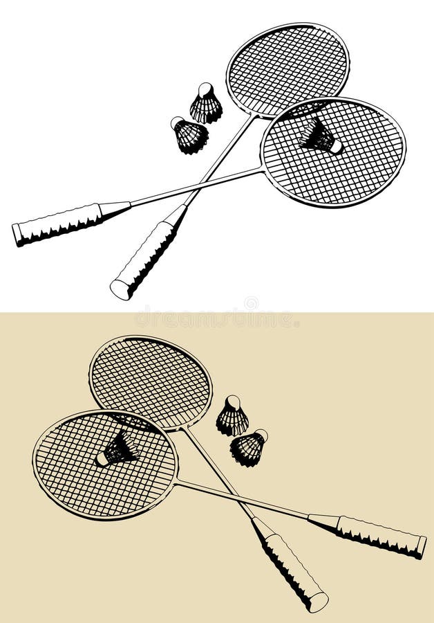 Rackets Shuttlecocks Stock Illustrations – 194 Rackets Shuttlecocks ...