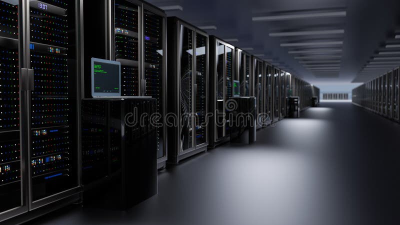 Rackmount LED Console in Server Room Data Center. Server. Room Servers ...