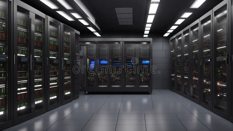 Rackmount LED Server Room Data Stock Illustration - Illustration of ...