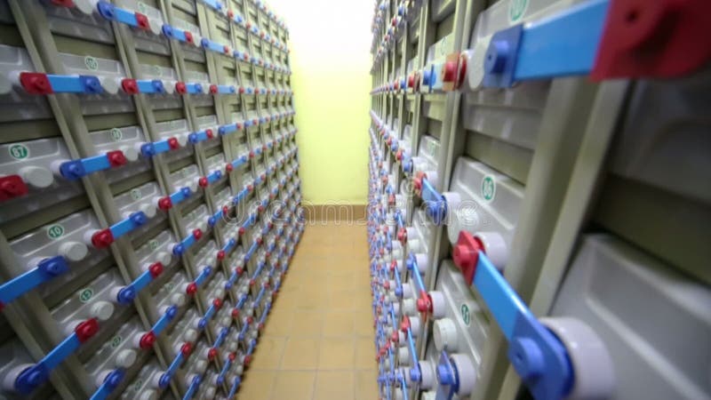 Racks with Accumulator Batteries of Backup Power Stock Video - Video of ...