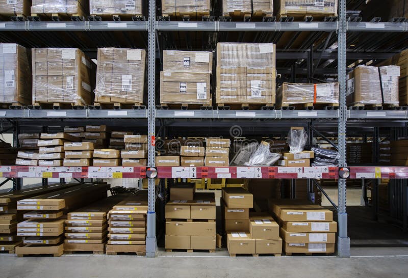 Racks with Boxes are in Storage Room Stock Image - Image of racks ...