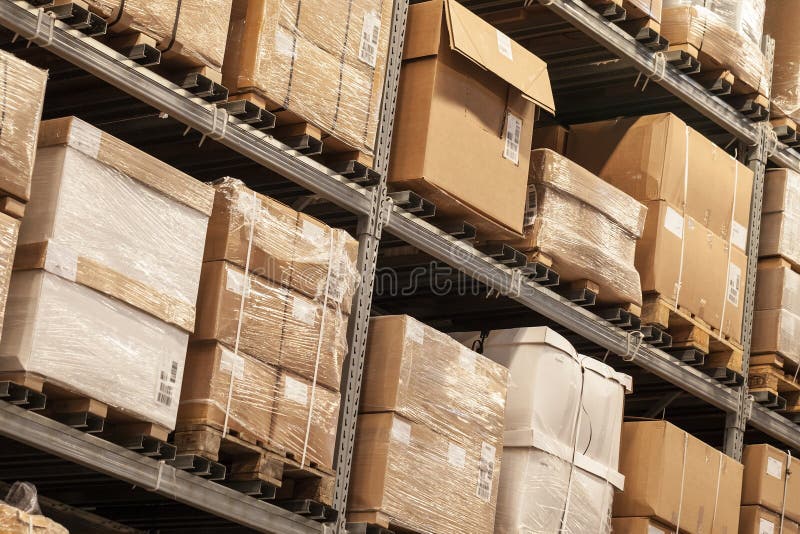 Racks with Boxes are in Storage Stock Image - Image of building, cargo ...