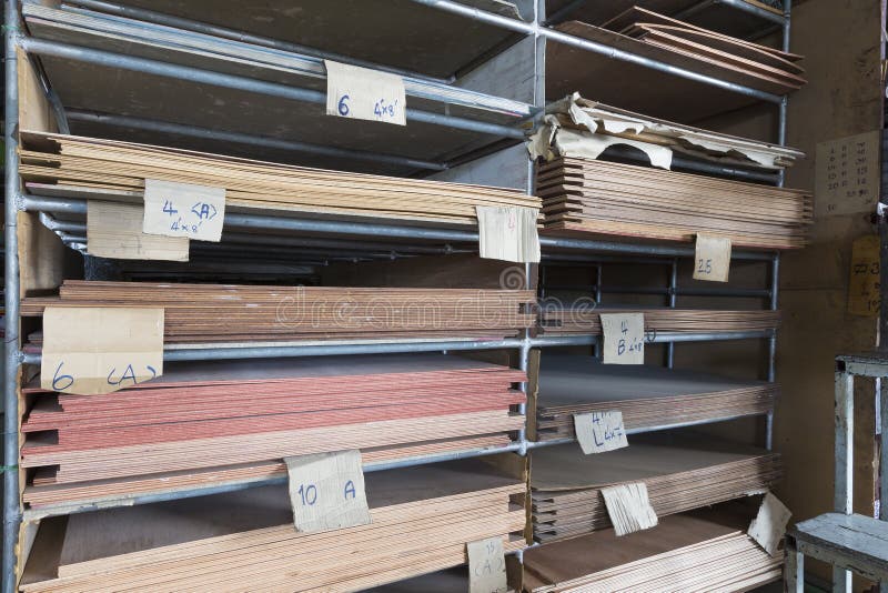Racks of Construction Plywood Stock Image - Image of lumberyard, timber ...