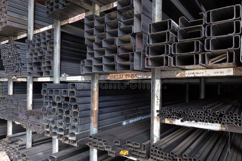 Racks of Construction Steel Pipes Stock Image - Image of rectangle ...