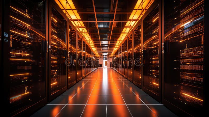 Racks data center orange stock illustration. Illustration of ...