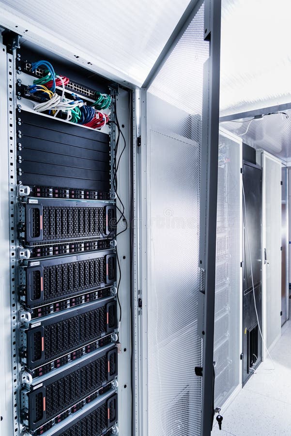Racks Filled with Computer Hardware Inside Internet Datacenter Stock ...