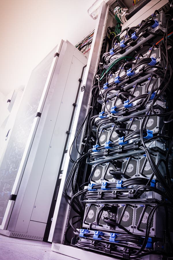 Racks Filled with Computer Hardware Inside Internet Datacenter Stock ...