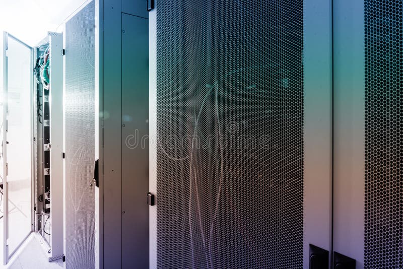 Racks Filled with Computer Hardware Inside Internet Datacenter Stock ...