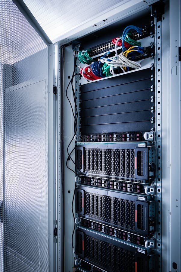 Racks Filled with Computer Hardware Inside Internet Datacenter Stock ...