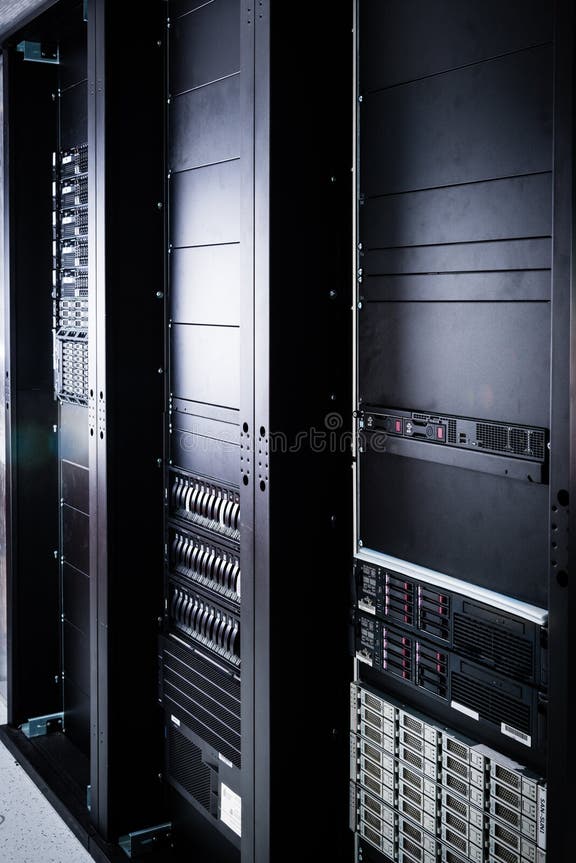 Racks Filled with Computer Hardware Inside Internet Datacenter Stock ...