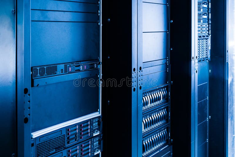 Racks Filled with Computer Hardware Inside Internet Datacenter Stock ...