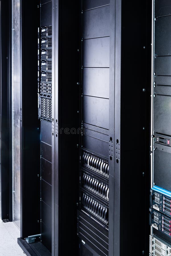 Racks Filled with Computer Hardware Inside Internet Datacenter Stock ...