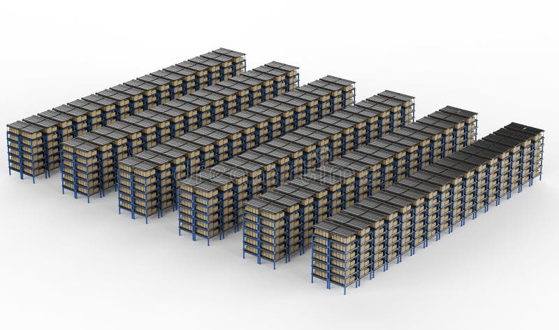 Racks full of carton boxes stock illustration. Illustration of rack ...
