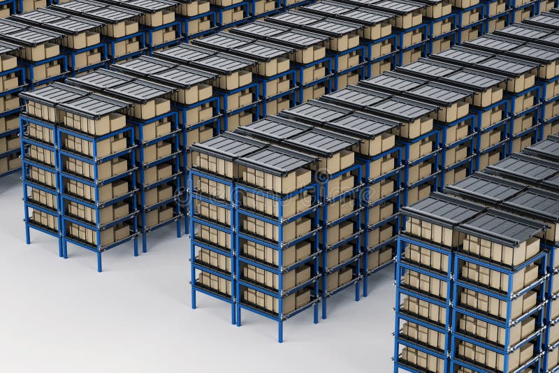 Racks full of carton boxes stock illustration. Illustration of delivery ...