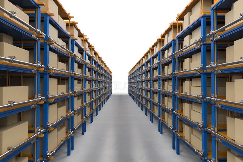 Racks full of carton boxes stock illustration. Illustration of indoor ...