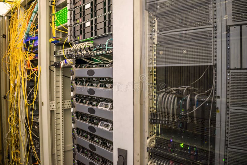 Hosting Platform for Modern Internet Resources. Rack with Server Data ...