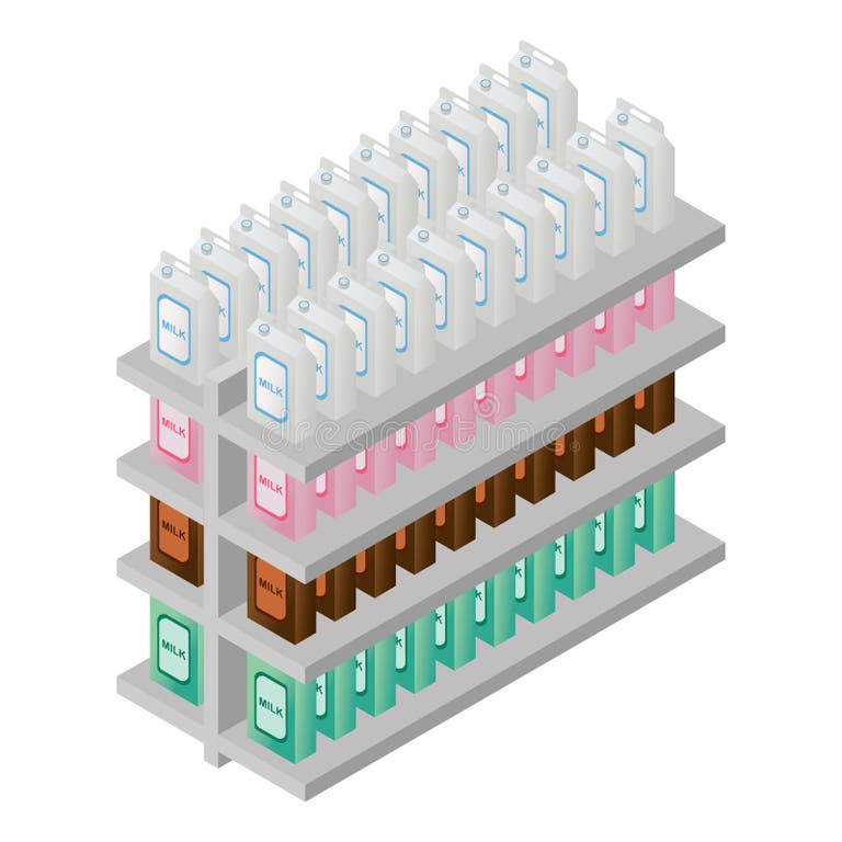 Racks with Milk Packs. Vector Illustration Decorative Design Stock ...
