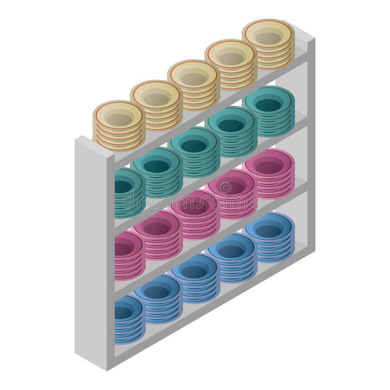 Racks with Plates. Vector Illustration Decorative Design Stock Vector ...