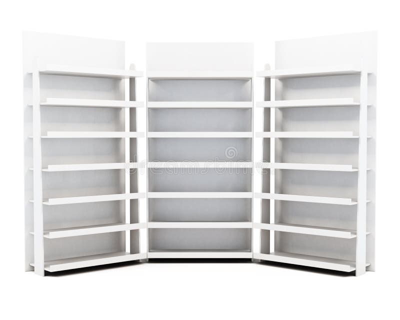 Racks with Shelves Isolated on White Background. 3d Rendering Stock ...
