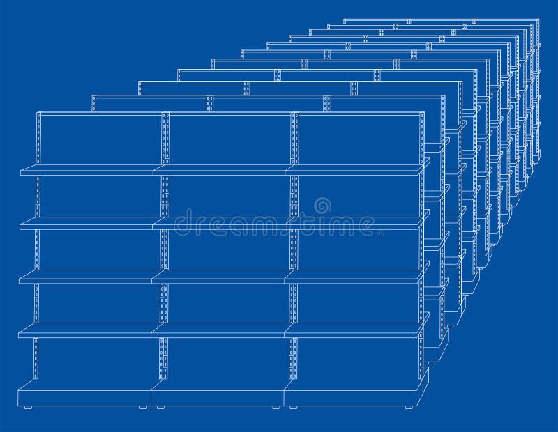 Racks with Shelves Sketch. Vector Stock Vector - Illustration of ...