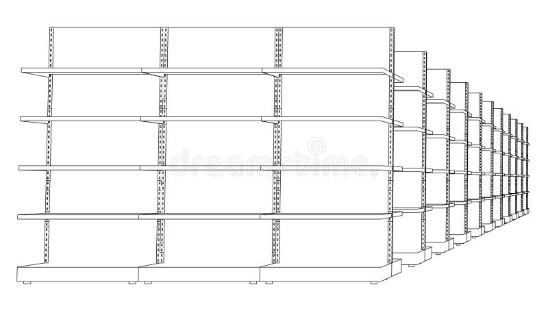 Racks with Shelves Sketch. Vector Stock Vector - Illustration of ...