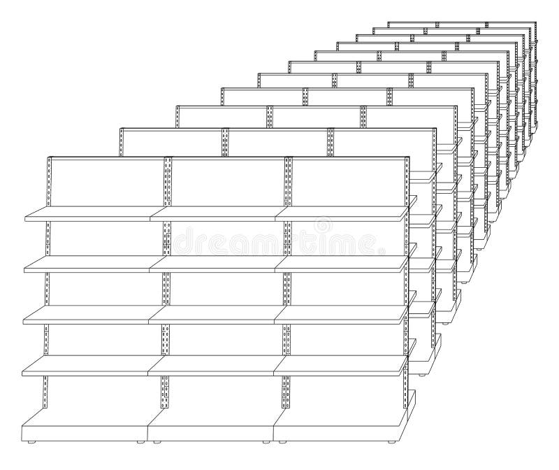 Racks with Shelves Sketch. Vector Stock Vector - Illustration of ...