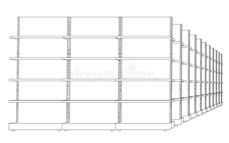 Racks with Shelves Sketch. Vector Stock Vector - Illustration of ...