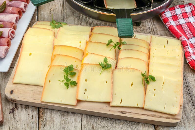 Raclette Cheese and Cold Meats Stock Photo - Image of cold, product ...