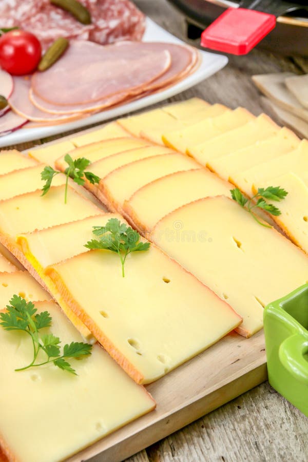 Raclette Cheese and Cold Meats Stock Photo - Image of raclette, cuts ...