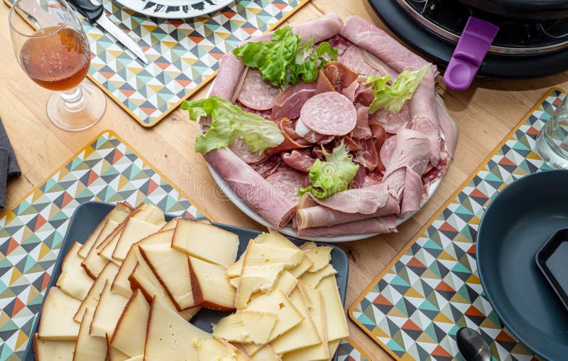 Raclette Cheese and Meat, French Tradition Stock Photo - Image of swiss ...
