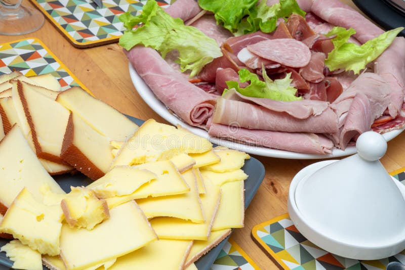Raclette Cheese and Meat, French Tradition Stock Image - Image of ...