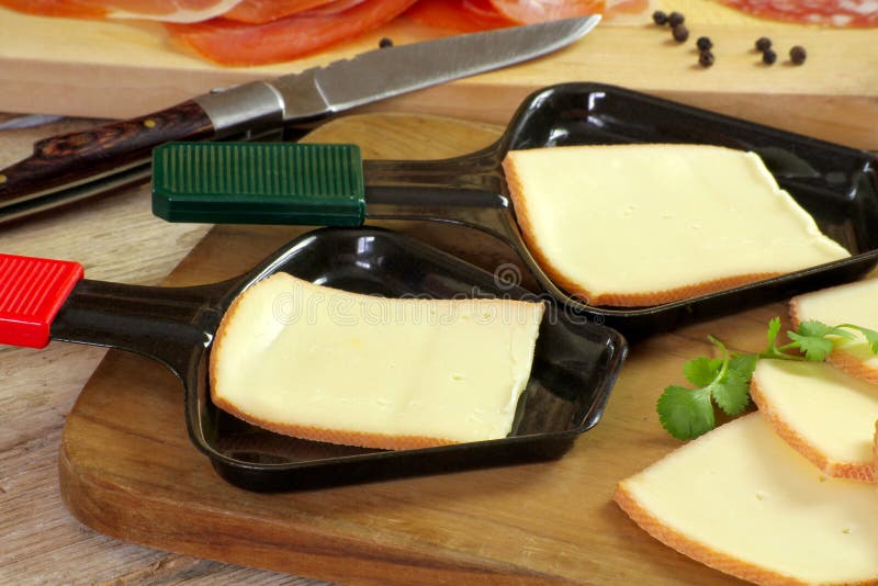 Raclette Cheese Slices and Cold Cuts Stock Image - Image of food ...