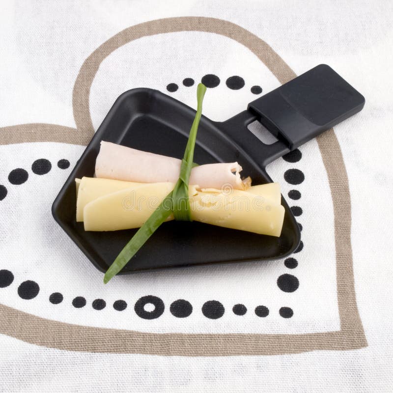 Raclette Pan with Cheese and Ham - Party Food Stock Photo - Image of ...