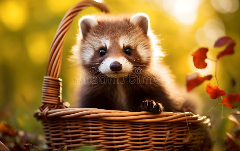 Racon in a Basket. Generative AI Stock Illustration - Illustration of ...