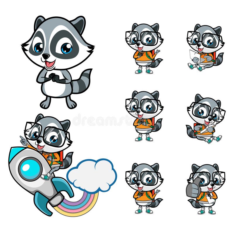Cute Racoon Mascot Template Stock Vector - Illustration of angry ...